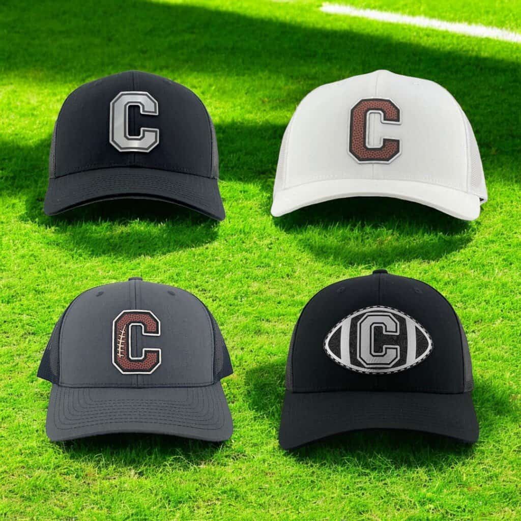 Personalized Cedarcrest Football “C” Leatherette Trucker Hat - Creative ...